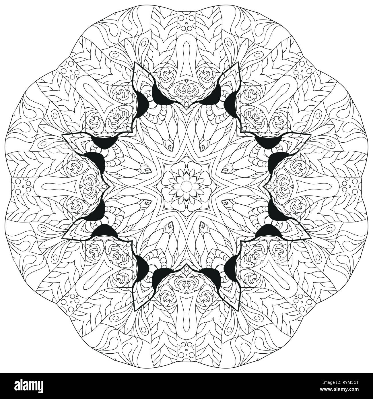 Hand drawn zentangle circular ornament for coloring page Stock Vector ...