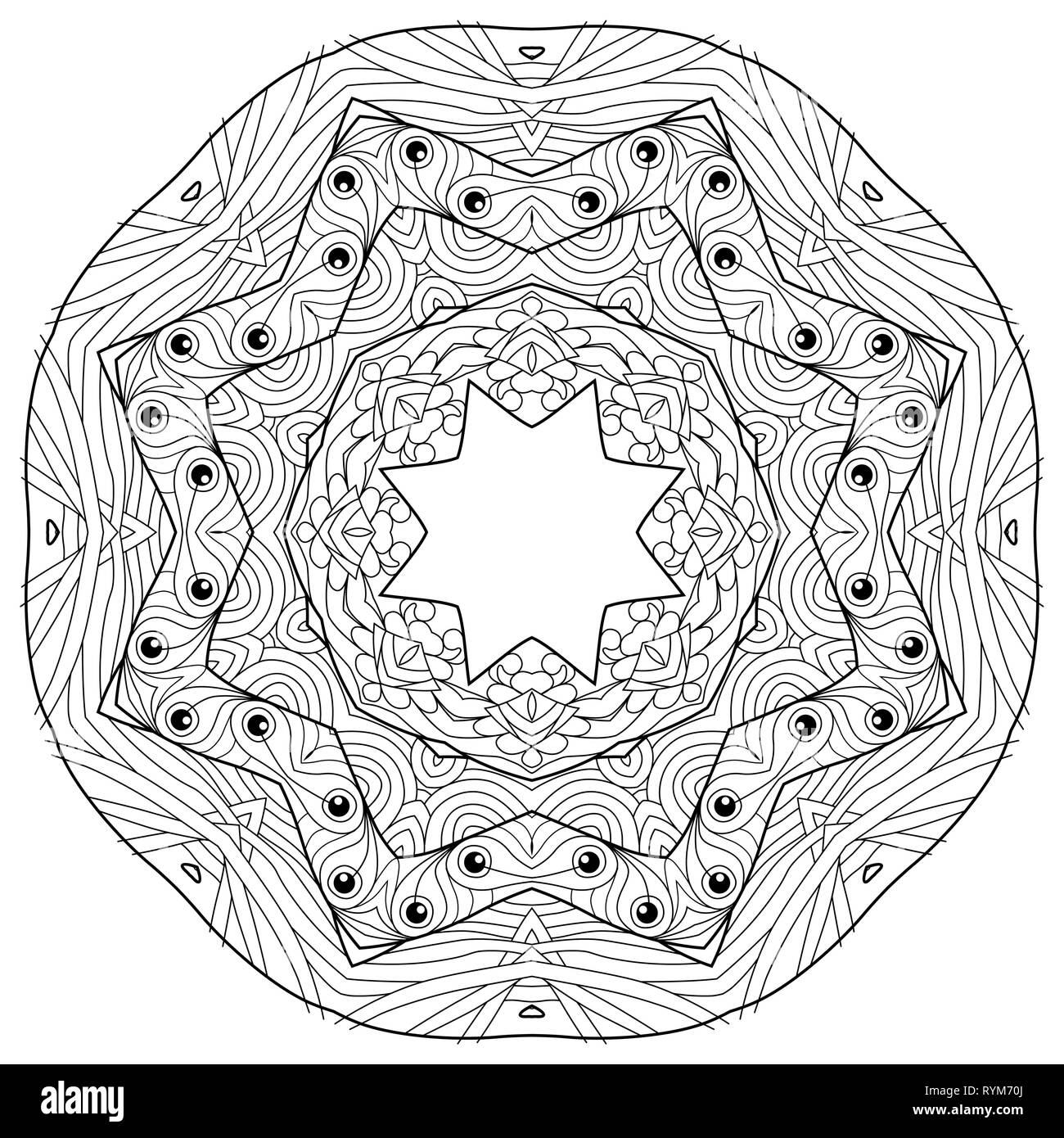 Hand drawn zentangle circular ornament for coloring page Stock Vector ...