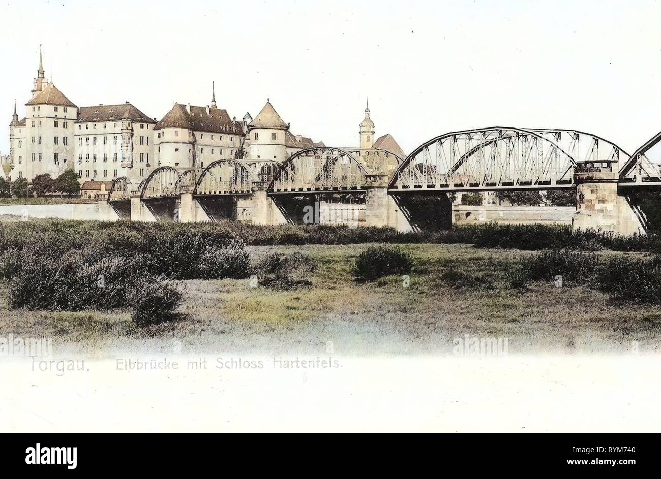 Elbe in Torgau, Schloss Hartenfels, Torgau, Bridges in Torgau, 1903 ...