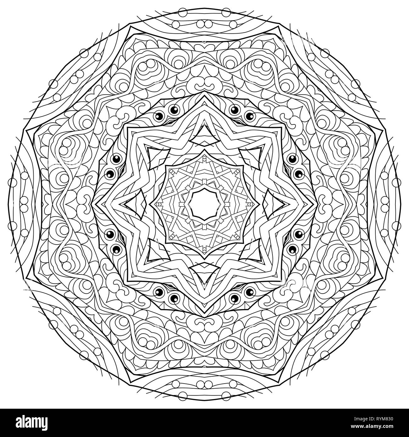 Hand drawn zentangle circular ornament for coloring page Stock Vector ...