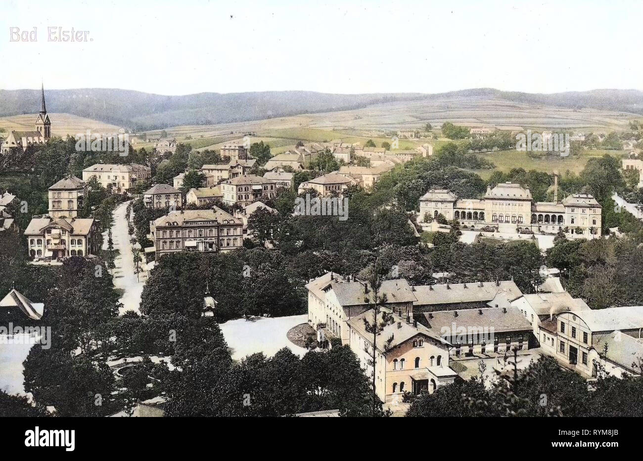 Views of Bad Elster, 1903, Vogtlandkreis, Bad Elster, Blick in den Ort ...