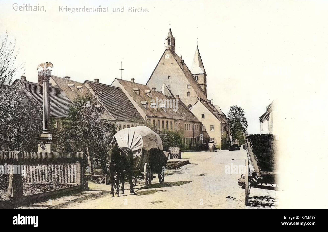 War memorials in Saxony, Covered wagons, Churches in Geithain, Horses ...