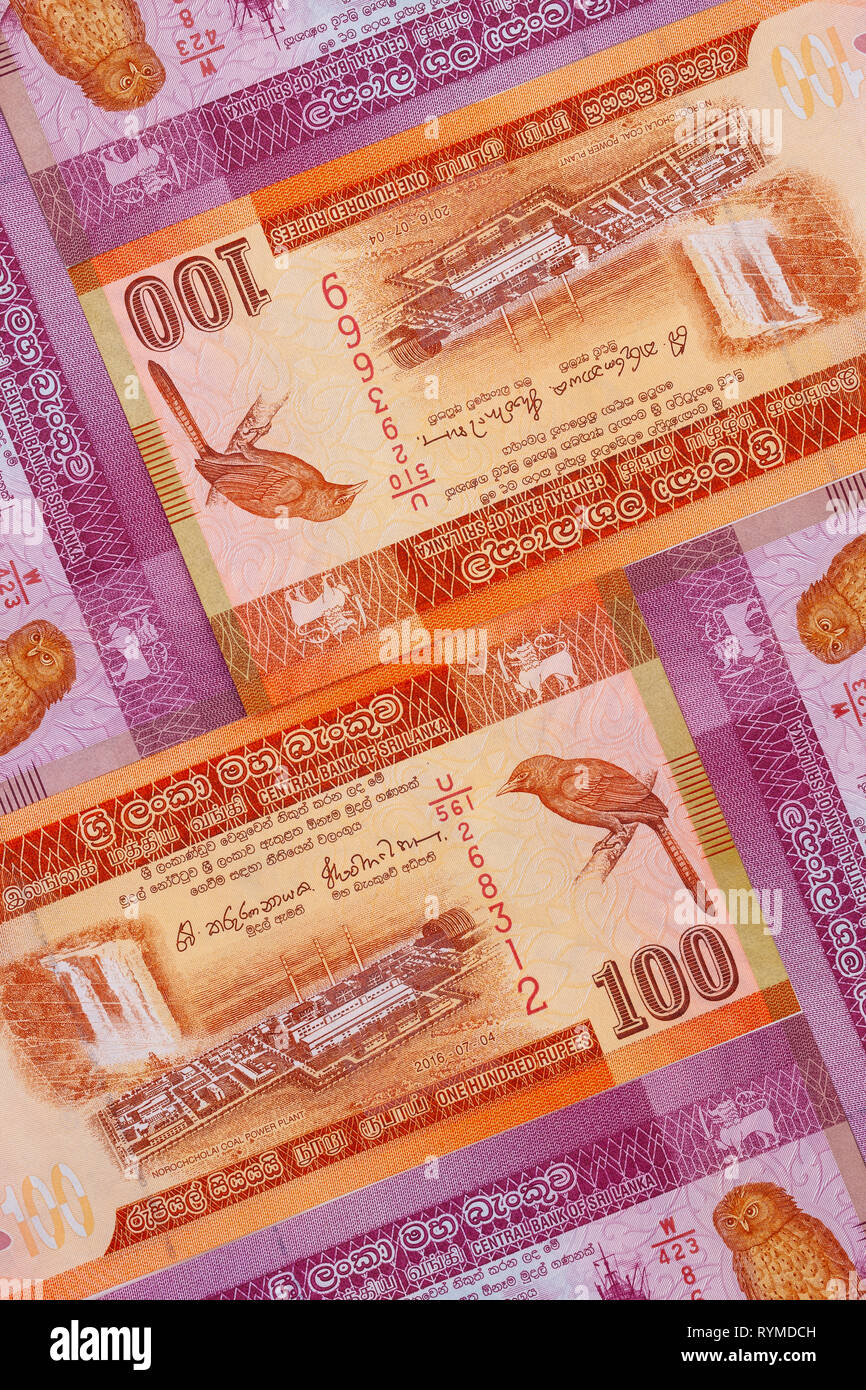 The symmetrical composition of Sri Lankan banknotes. Rupee, the ...