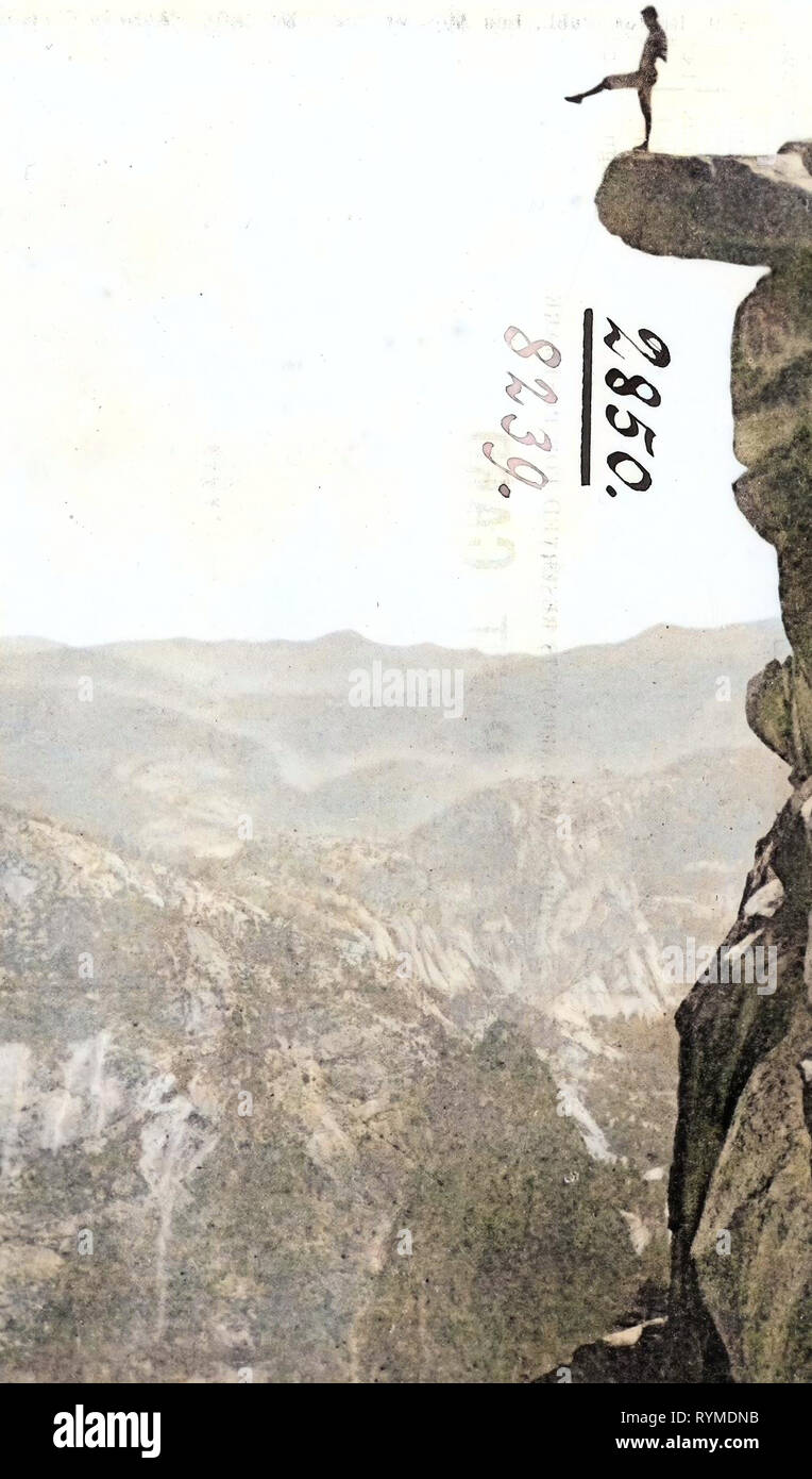 Glacier Point, 1906, California, Yosemite, Overhanging Rock at Glacier ...