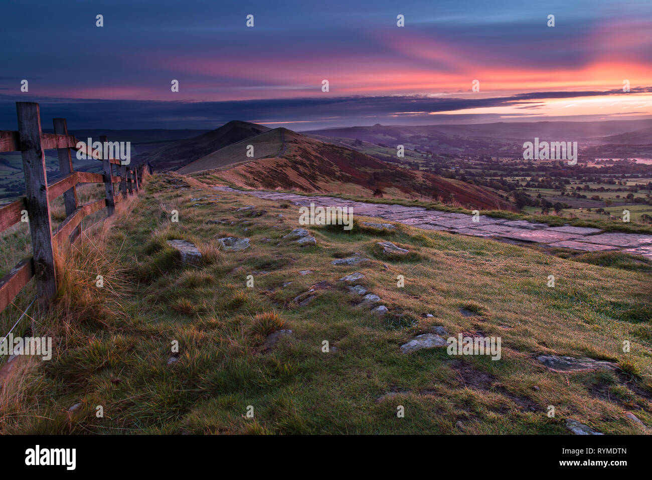 First Light over Castleton and Mam Tor in the Peak District National ...