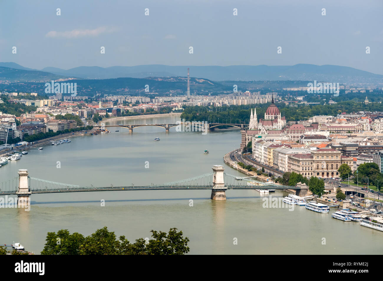 Panoramic skyline view of the Danube in Budapest Stock Photo - Alamy
