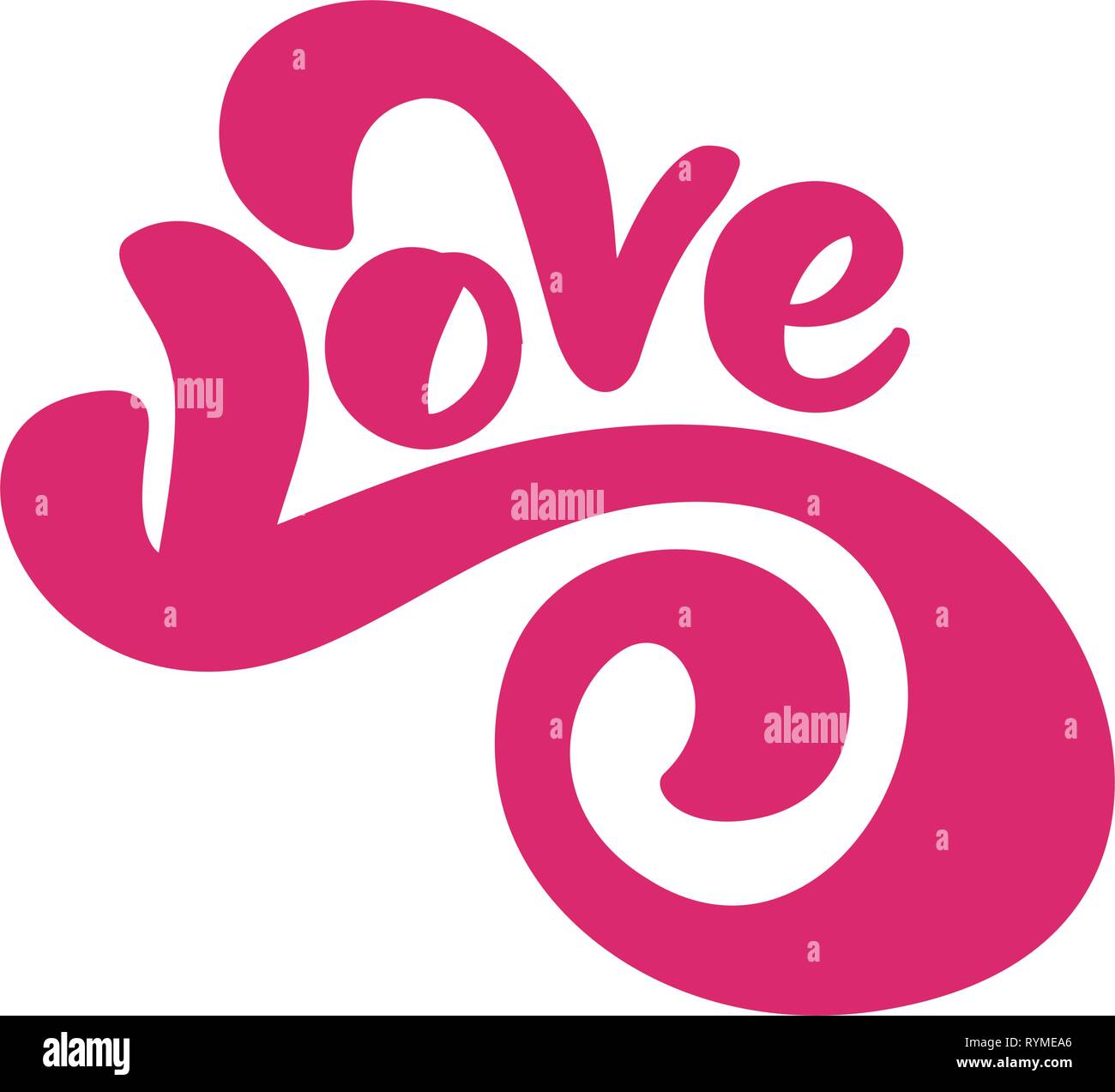 Red Love Handwritten vector ink lettering valentine concept. Modern ...