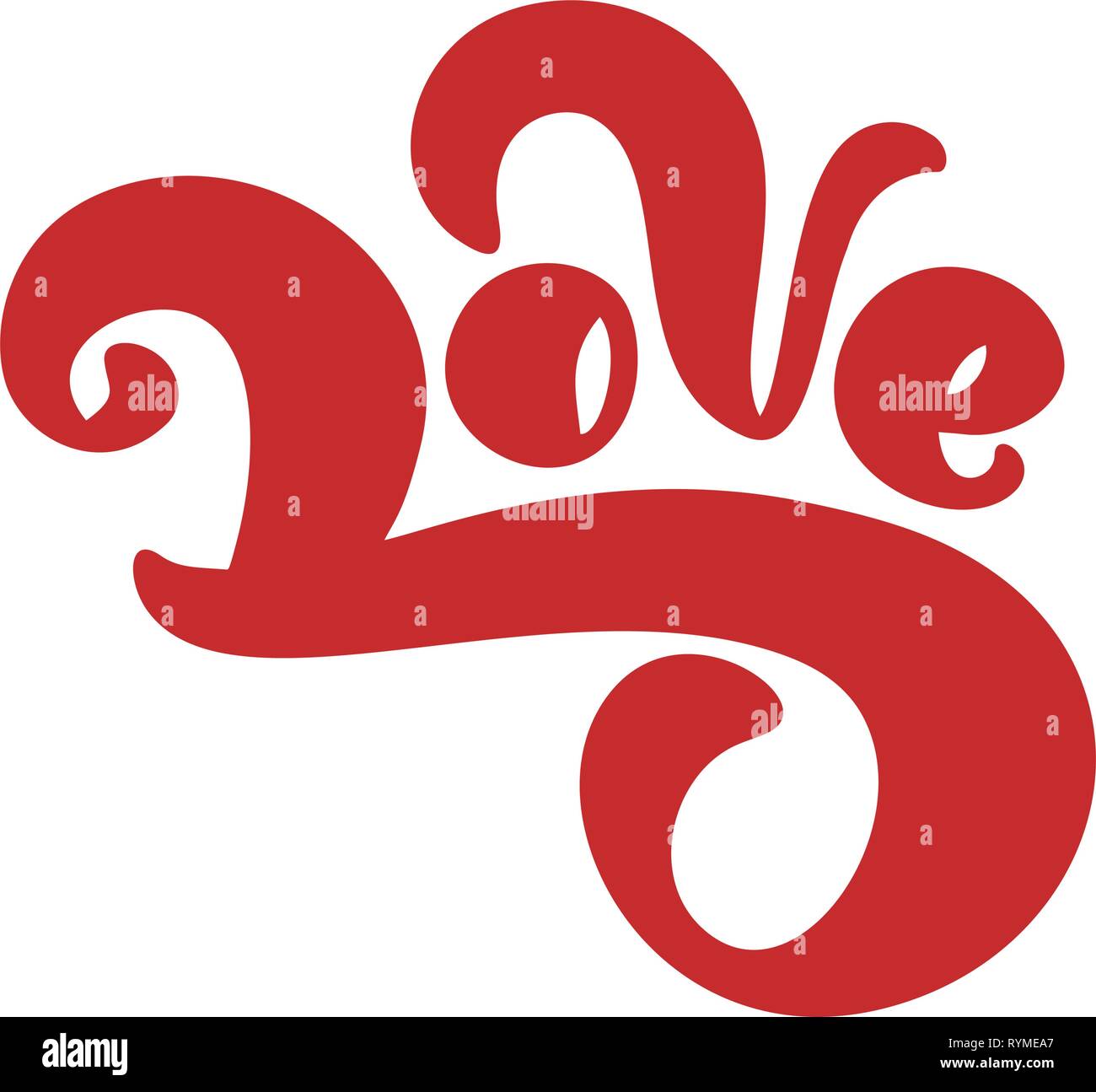 Red Love Handwritten vector ink lettering valentine concept. Modern ...
