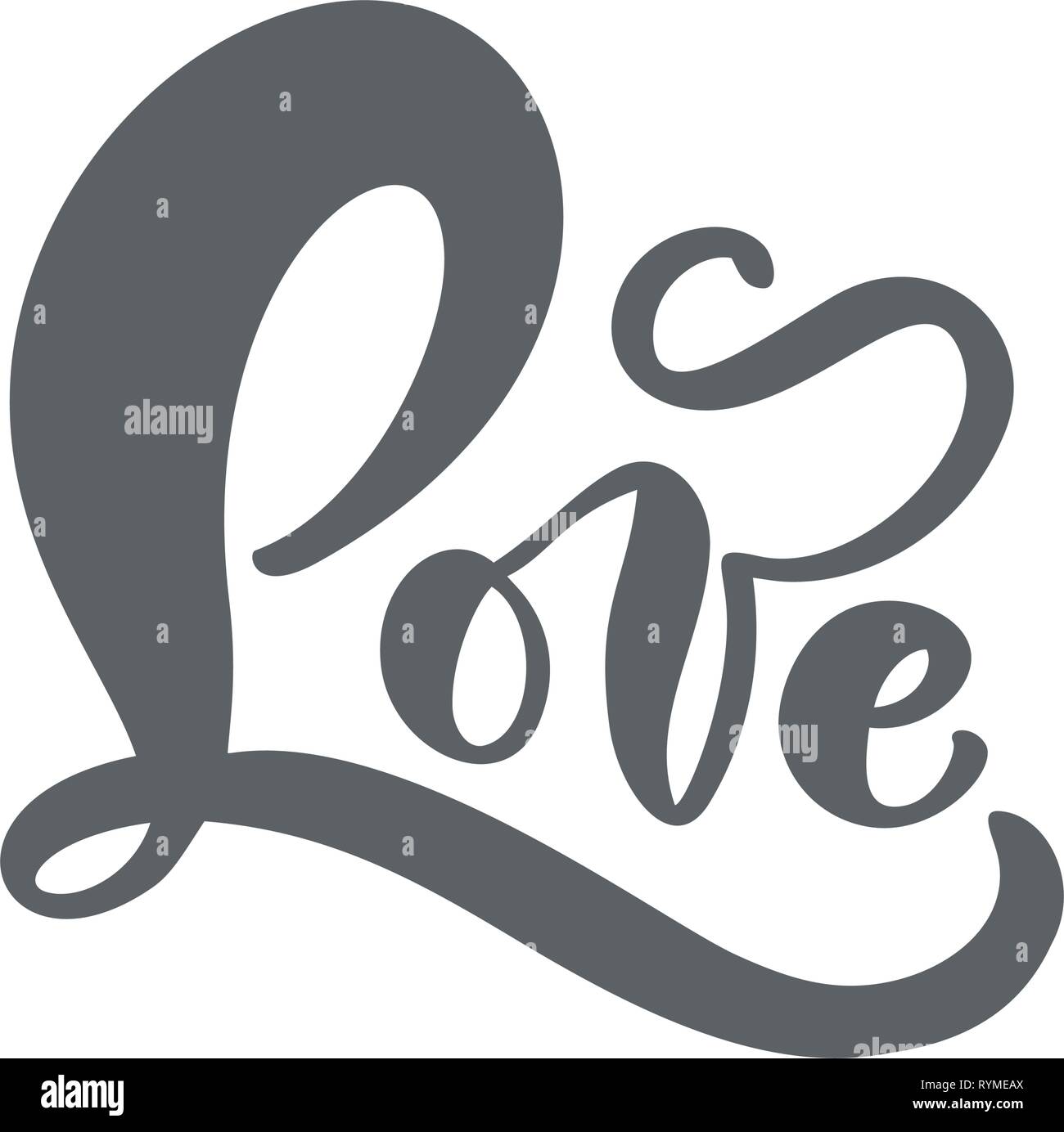 Red Love Handwritten vector ink lettering valentine concept. Modern ...