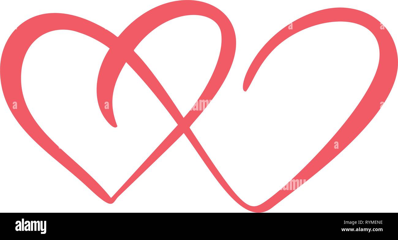 Two love heart signs. Romantic. Vector illustration icon Valentines day ...