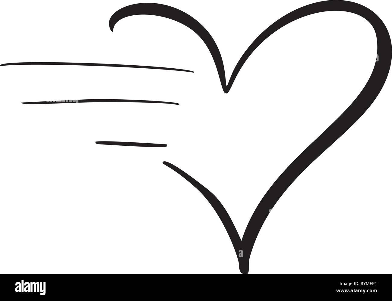 Lovely calligraphy heart icon with fast speed effect. Vector ...