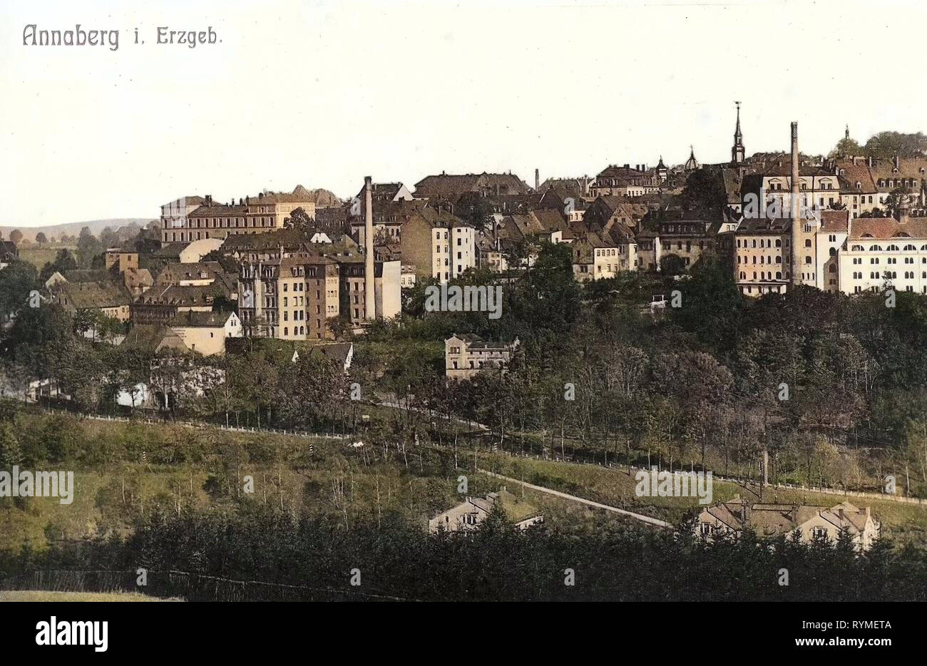 Buildings in Annaberg-Buchholz, 1907, Erzgebirgskreis, Annaberg ...