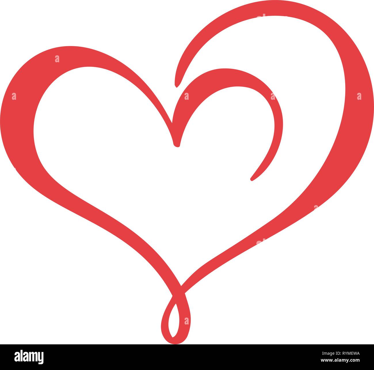 Hand drawn Heart love sign. Romantic calligraphy vector illustration ...