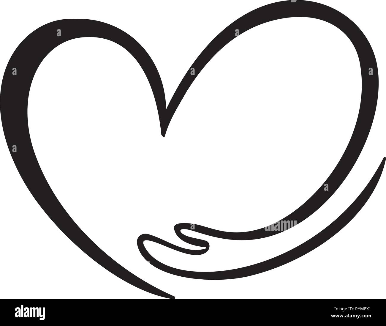 Icon of kindness and charity, Hand and heart. hand hug heart symbol ...