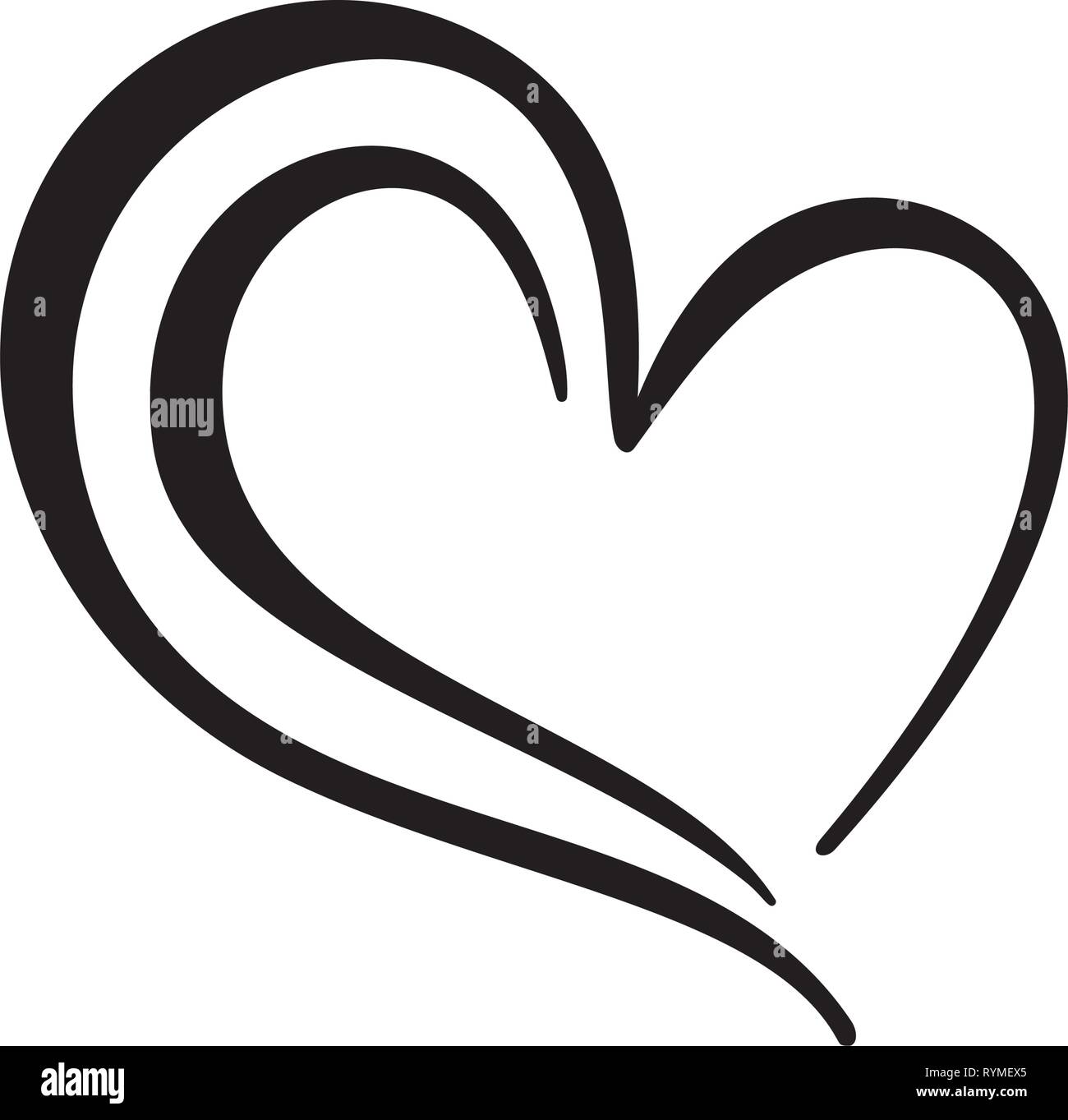 Hand drawn Heart love sign. Romantic calligraphy vector illustration ...