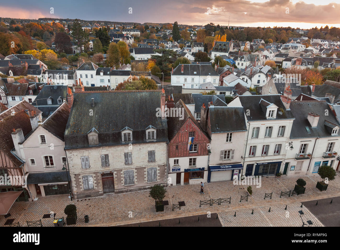 Amboise, France - November 6, 2016: Aerial cityscape of Amboise old ...
