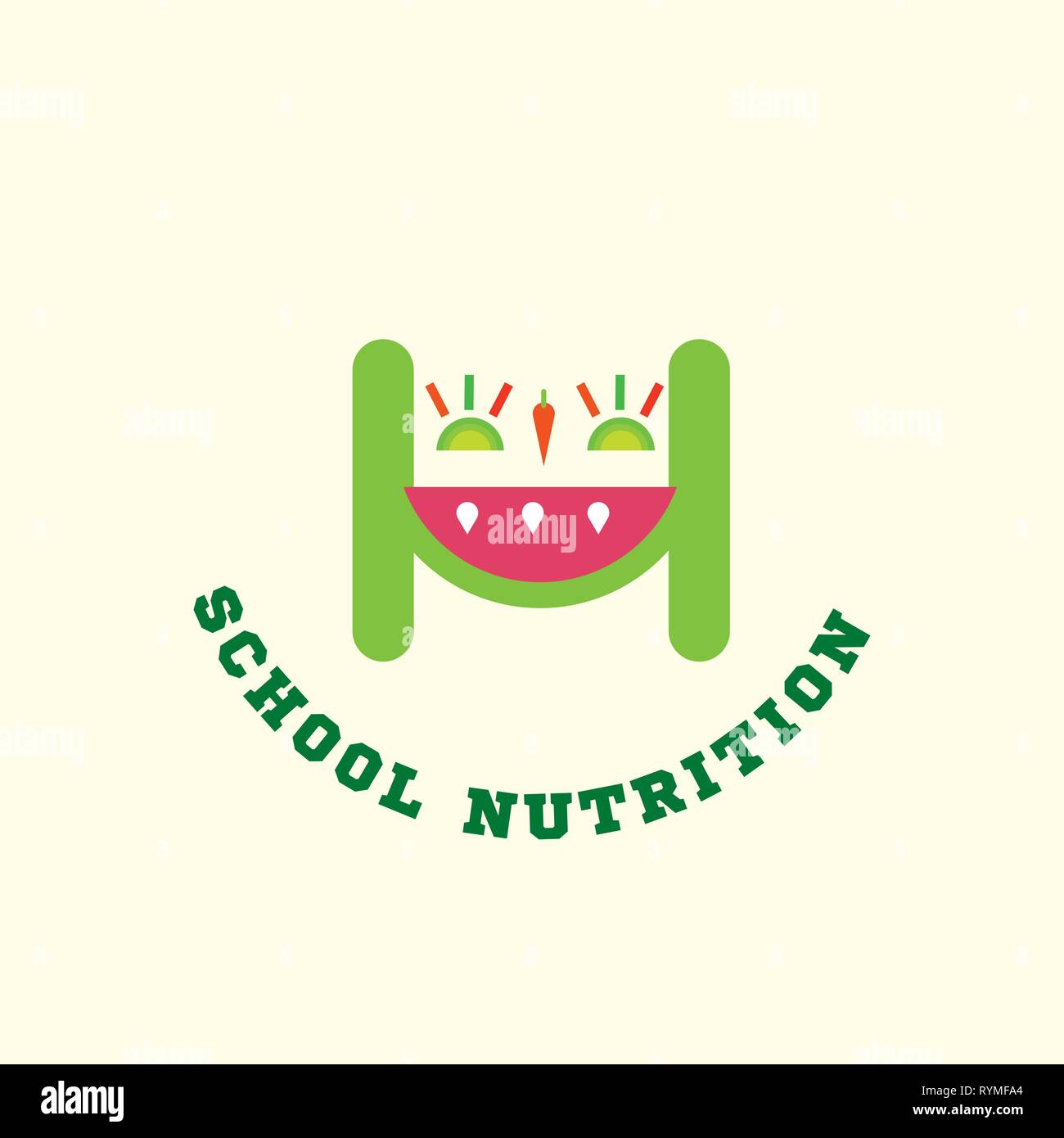 School food vector logo. Healthy food emblem Stock Vector Image & Art ...