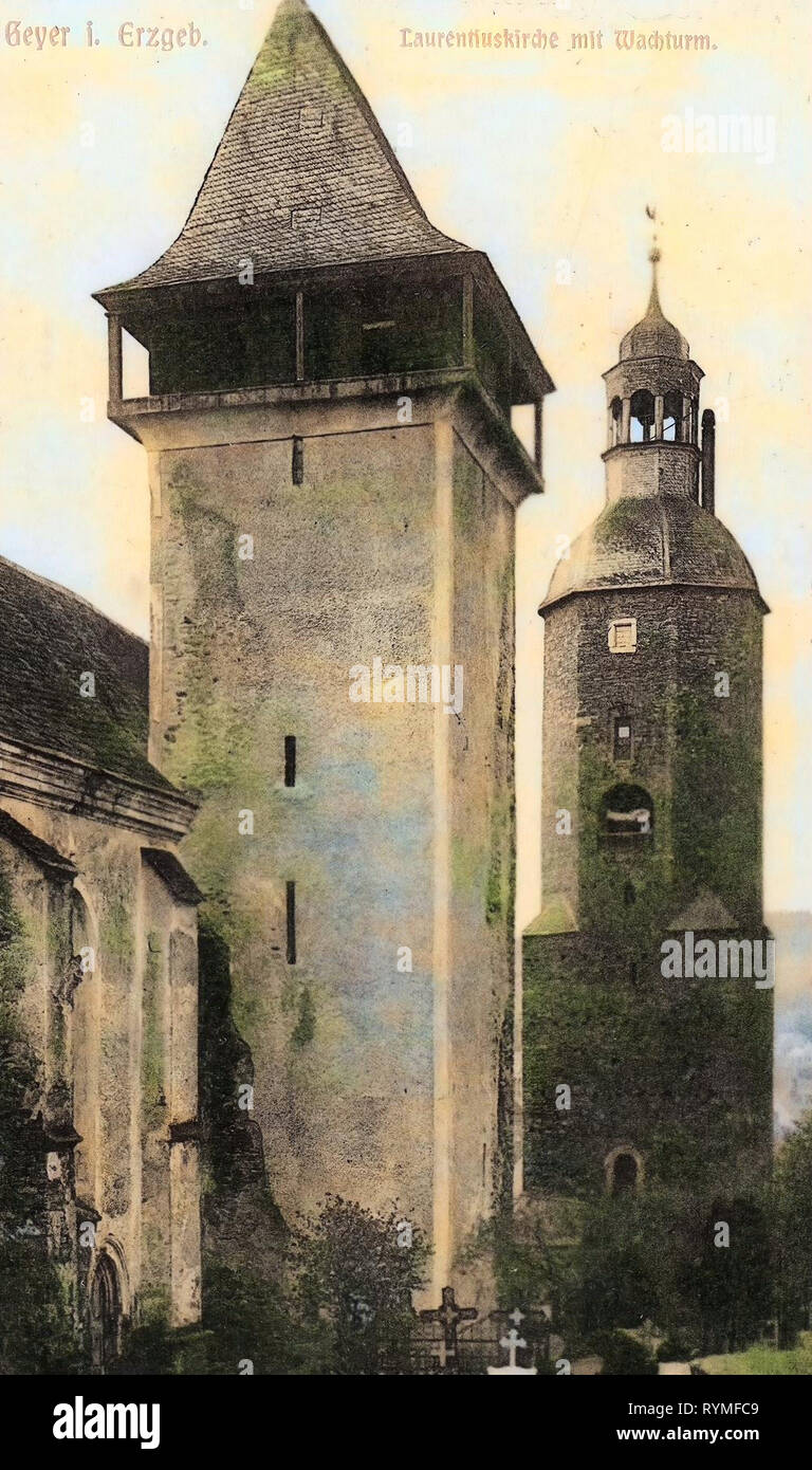 Watch towers in Germany, Churches in Geyer, 1907, Erzgebirgskreis ...