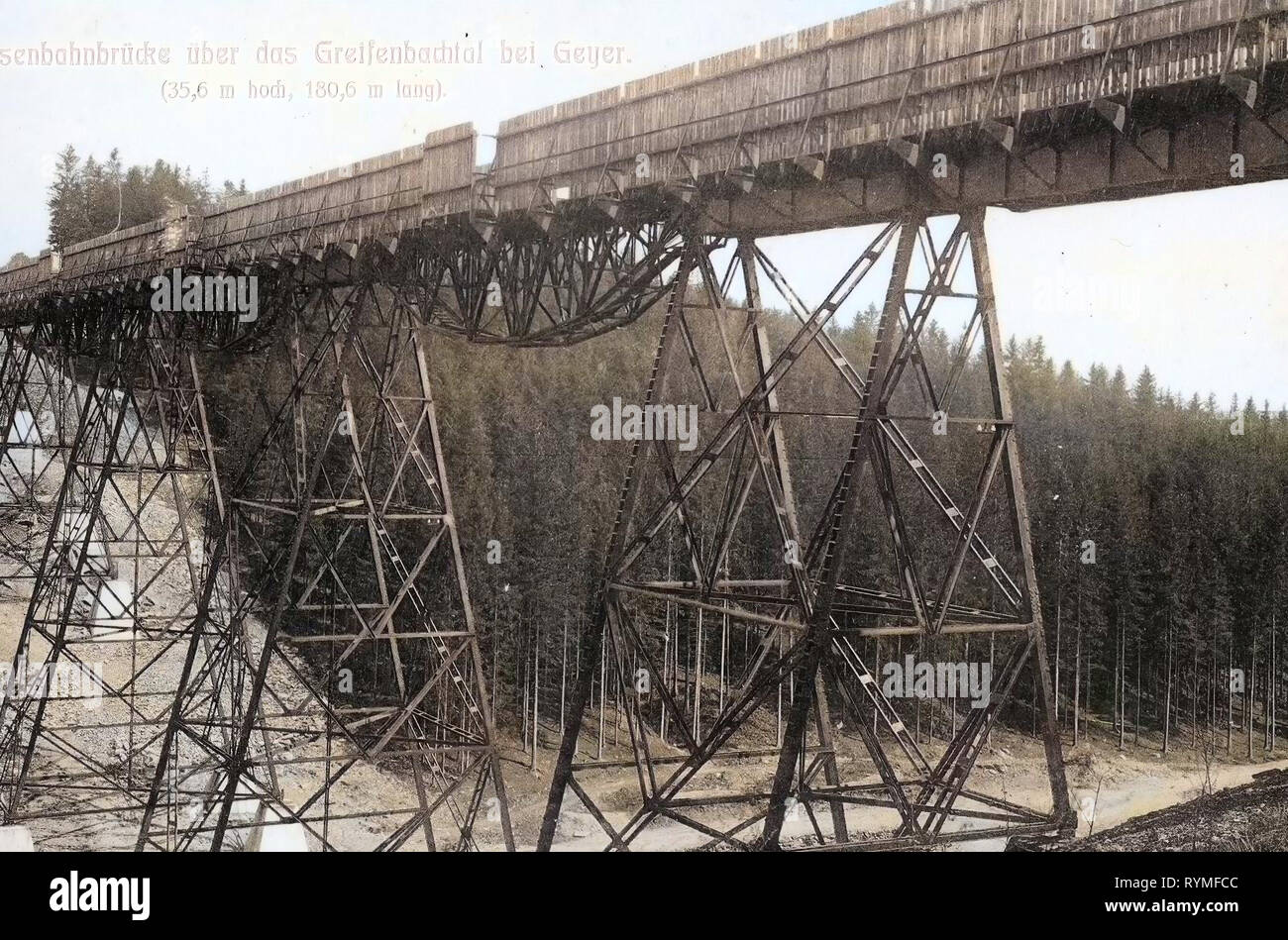 Greifenbachviadukt, Transport in Geyer, 1907, Erzgebirgskreis, Geyer ...