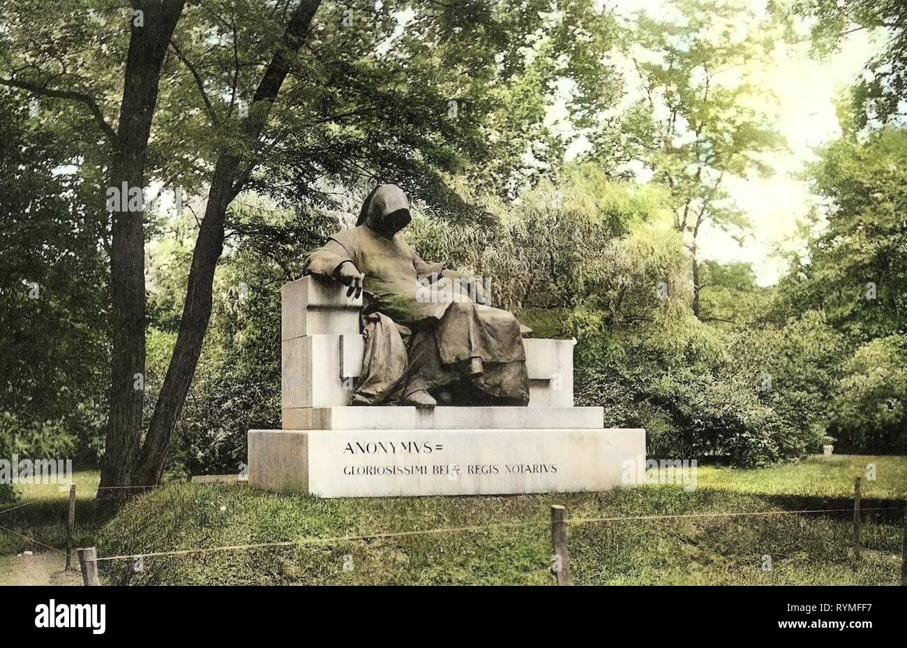 Statue of Anonymous, 1907, Budapest, Anonymus Stadtwäldchen, Hungary ...
