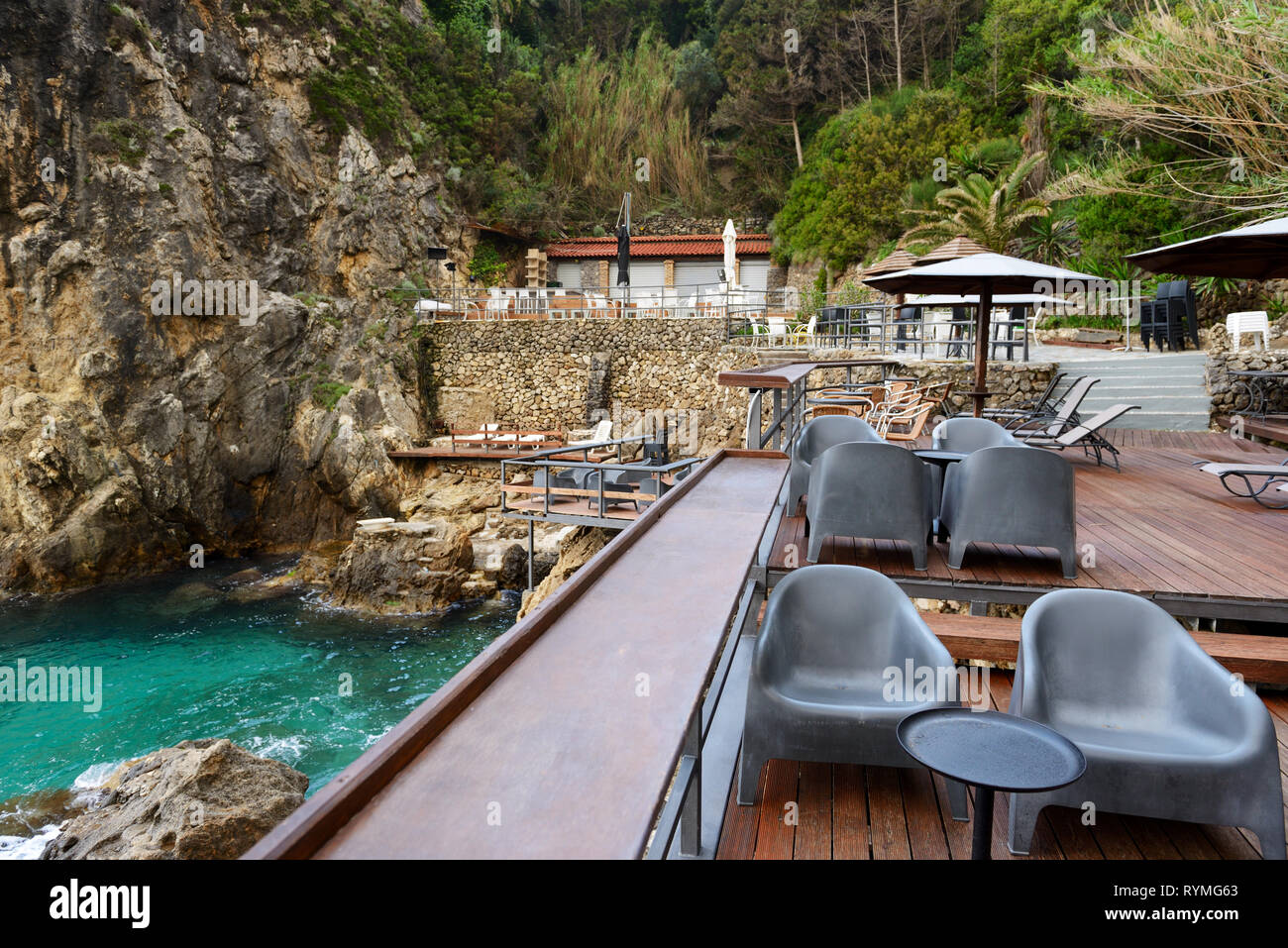 The bar on a beach, Corfu, Greece Stock Photo - Alamy