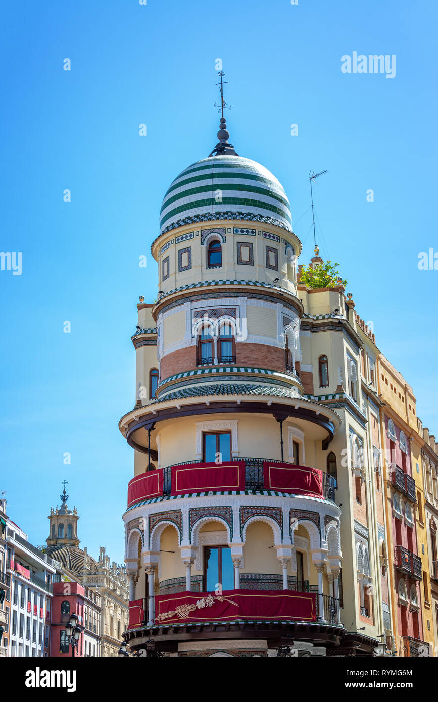 Historic building in the historic center of Seville, Spain with ...
