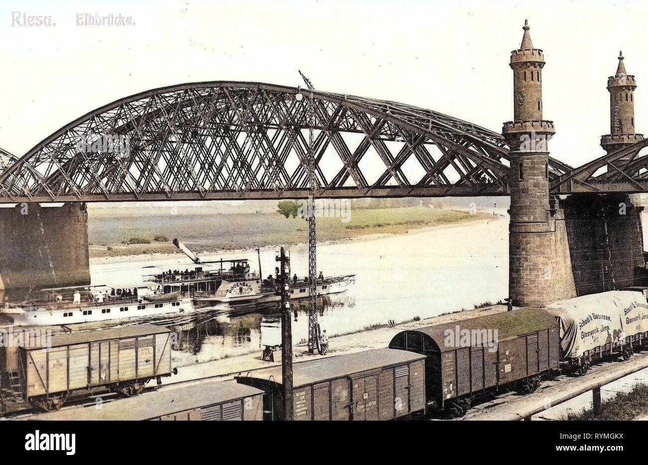 Bridges in Riesa, Elbe in Riesa, Bodenbach (ship, 1896), Rail transport ...