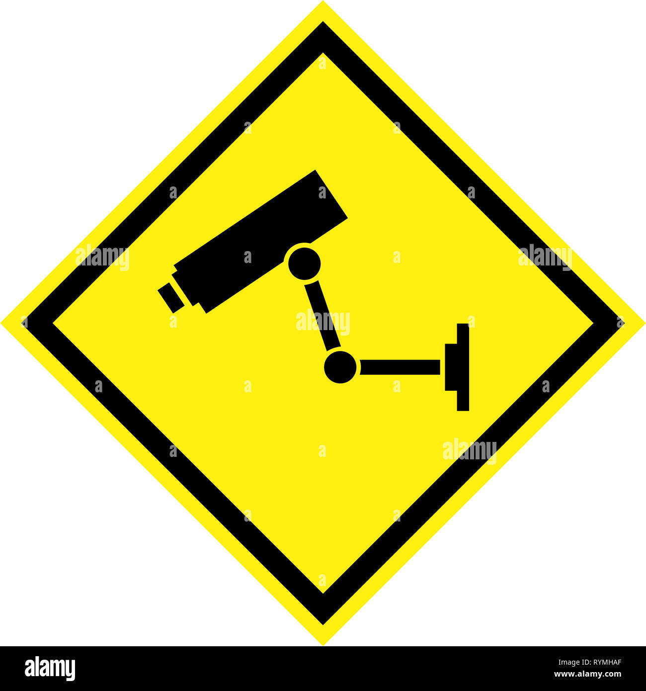 Yellow hazard sign with surveillance camera symbol Stock Photo - Alamy