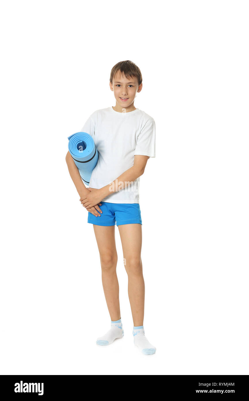 Portrait of fitness boy isolated on a white background Stock Photo - Alamy