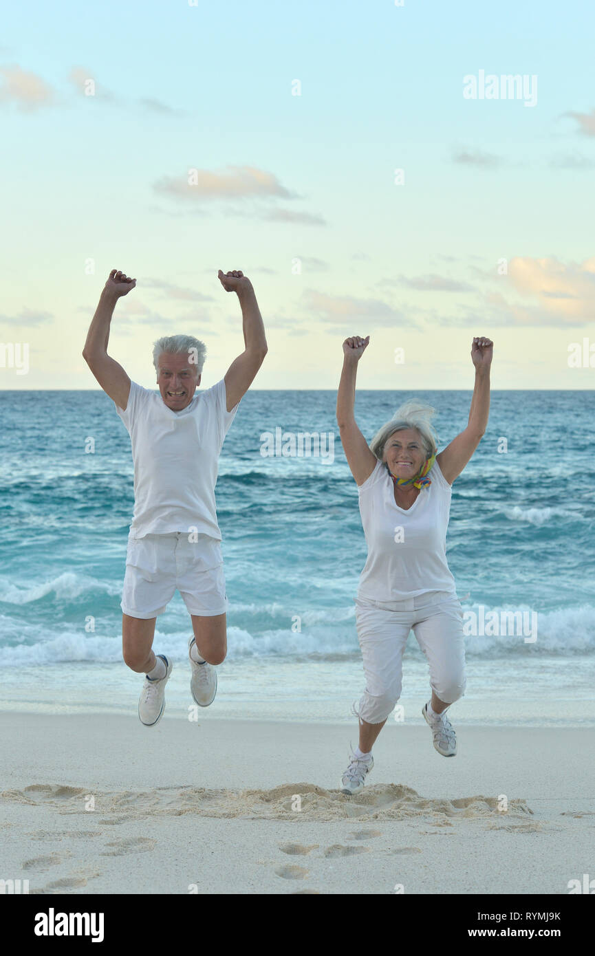 Portrait of senior couple exercising in summer Stock Photo - Alamy