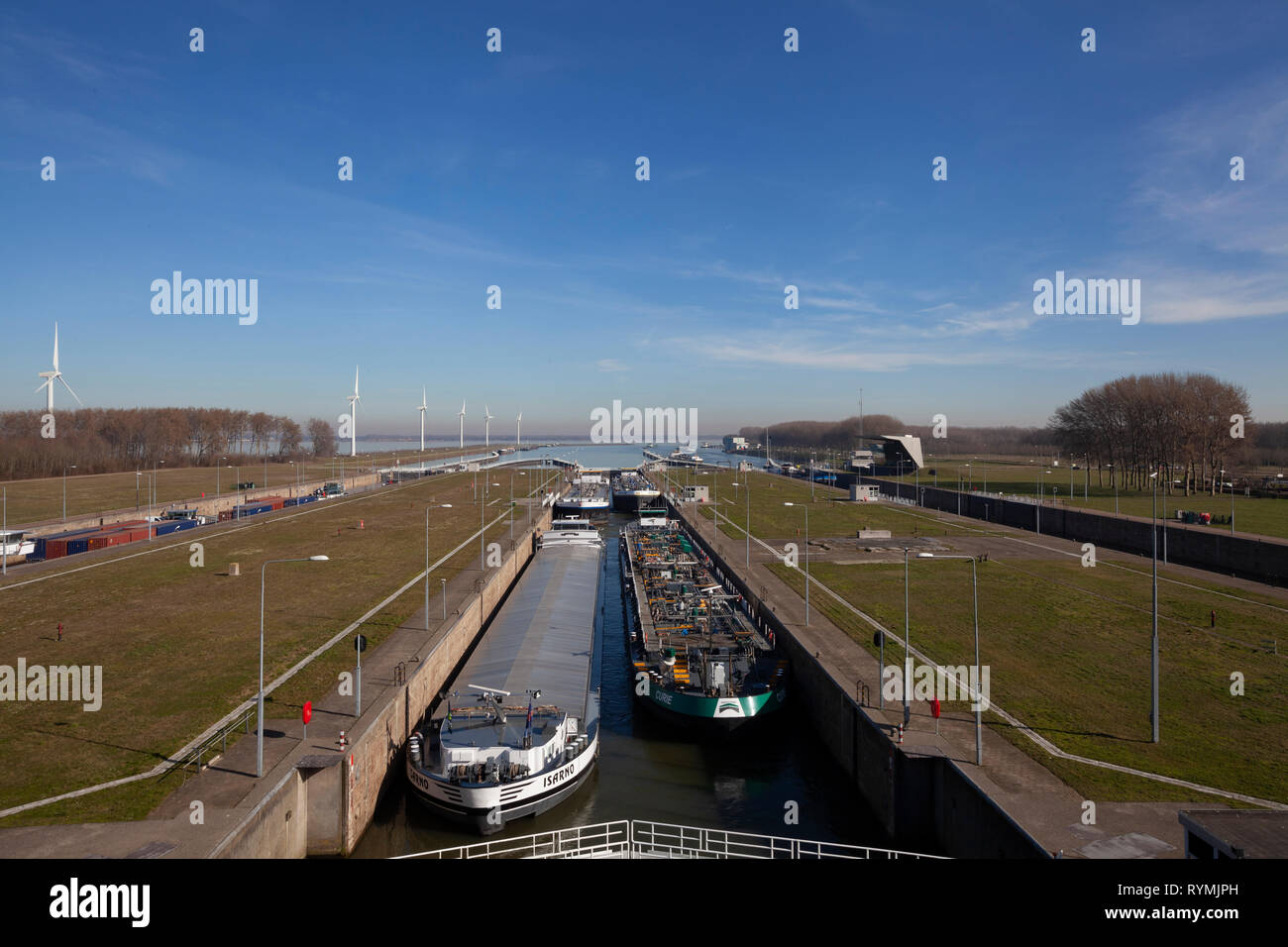 The Volkerak water locks, part of the Dutch Delta Works and the largest ...