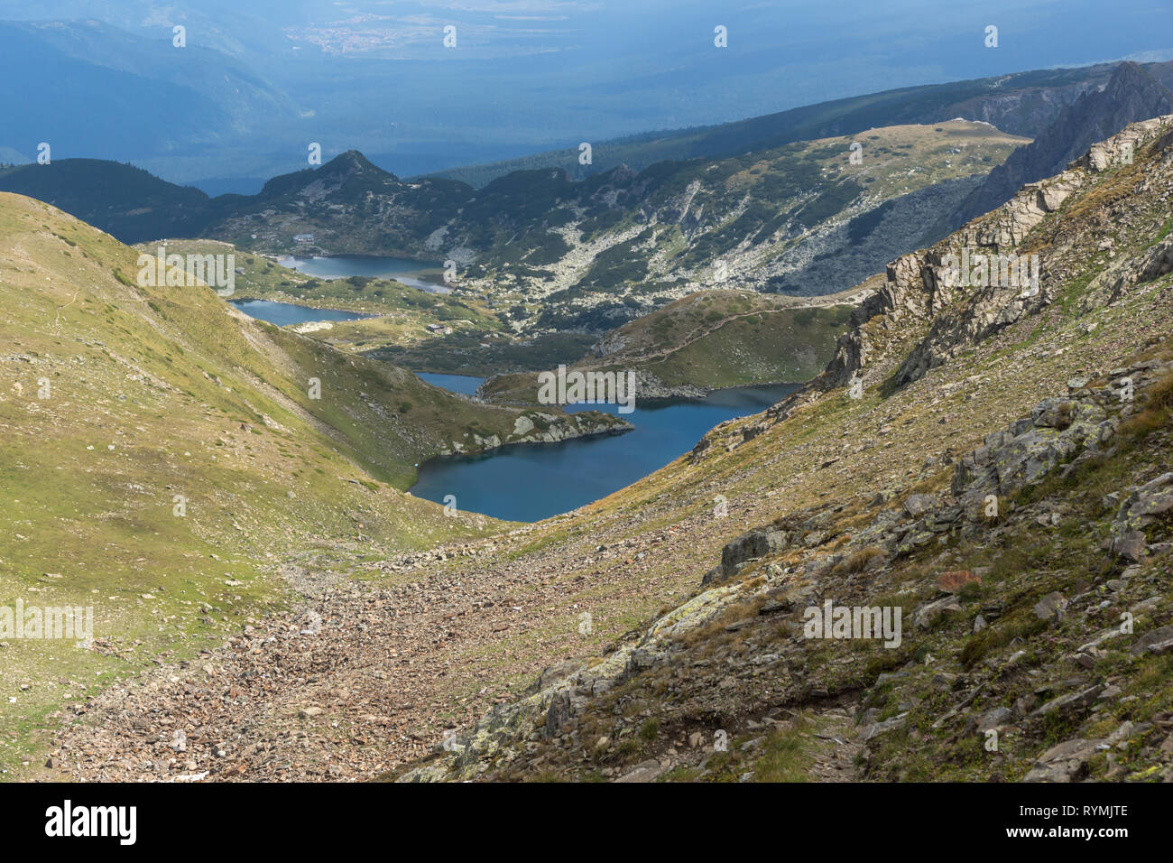 Amazing panoramic view of The Seven Rila Lakes, Rila Mountain, Bulgaria ...