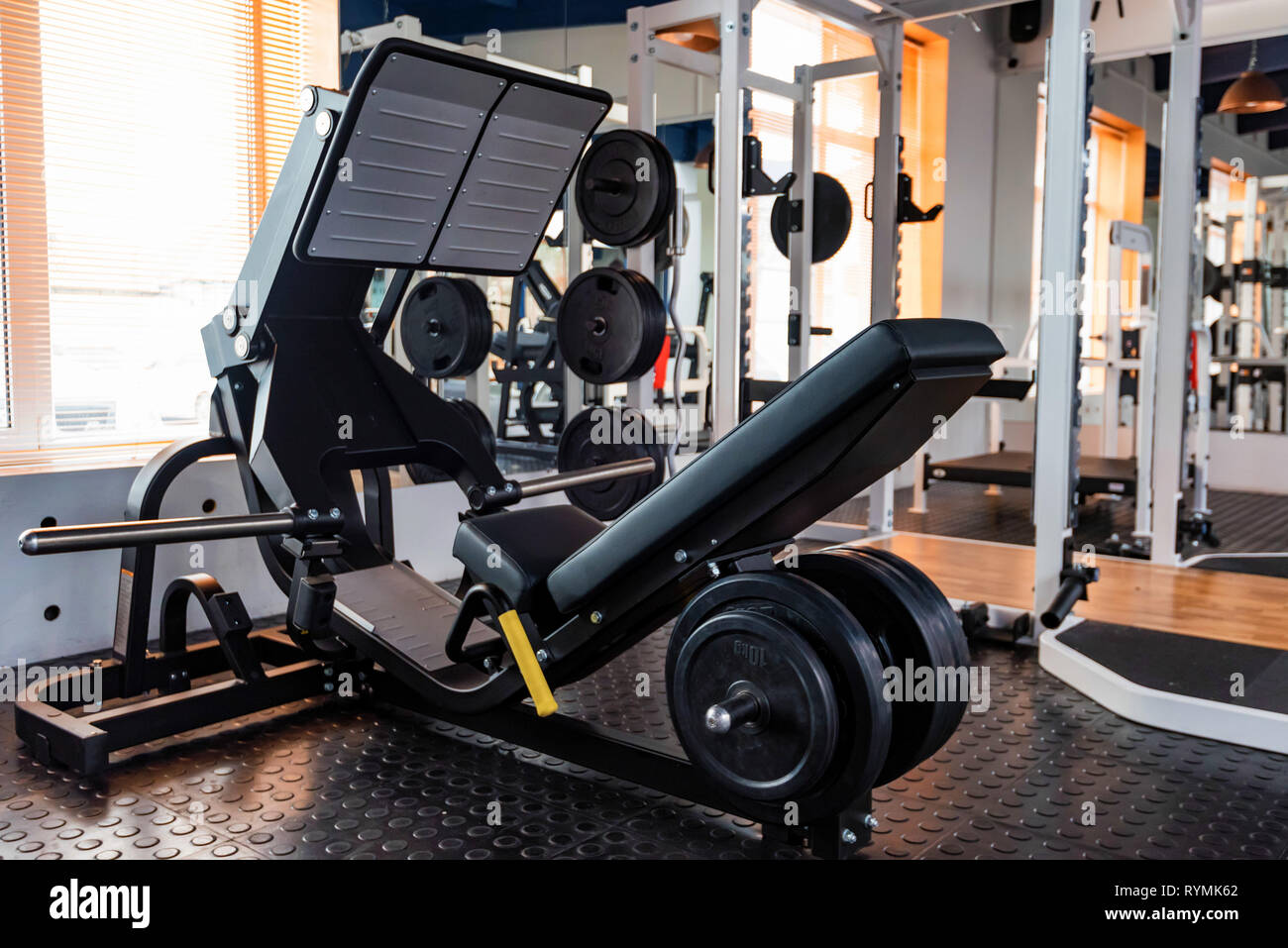 Gym machine leg lift hi-res stock photography and images - Alamy