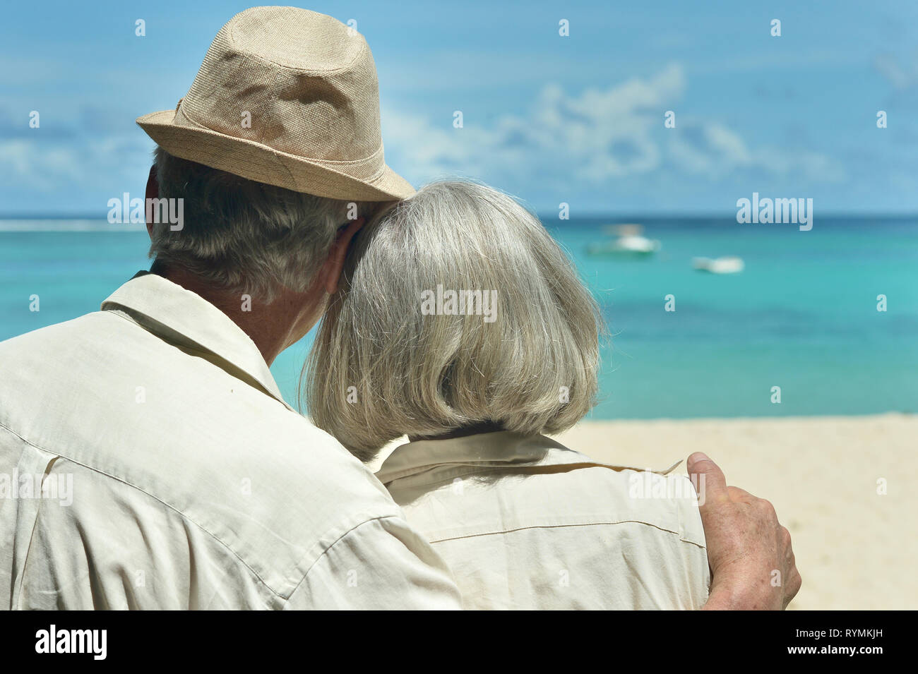 Portrait of elderly couple rest at tropical resort Stock Photo - Alamy