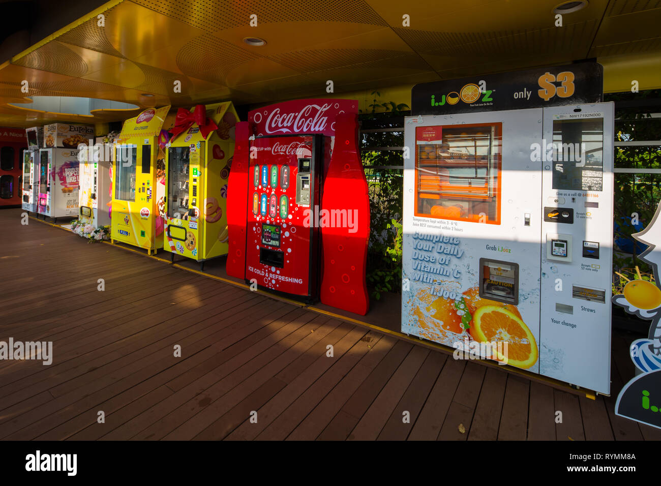 Various vending machines along Sentosa Boardwalk in Singapore Stock ...