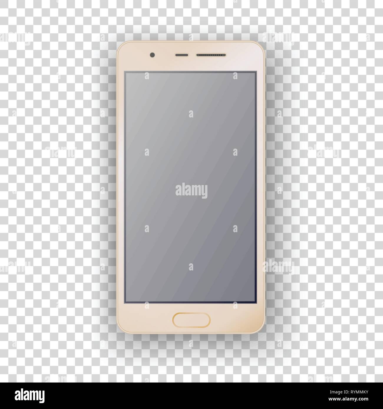 Mobile gold phone on transparent background. Vector illustration Stock ...