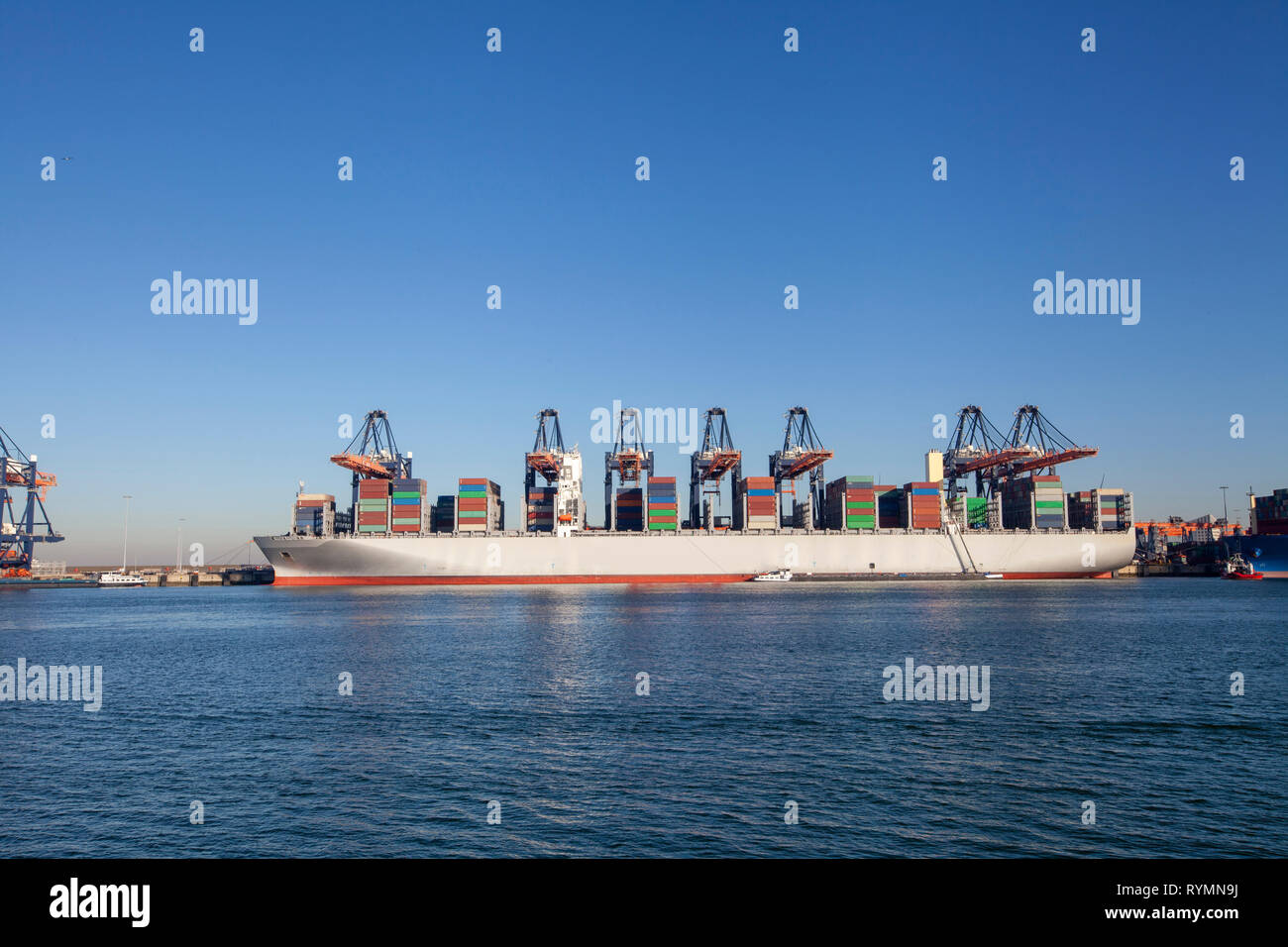 Container ship in the sea container terminal in the Port of Rotterdam ...