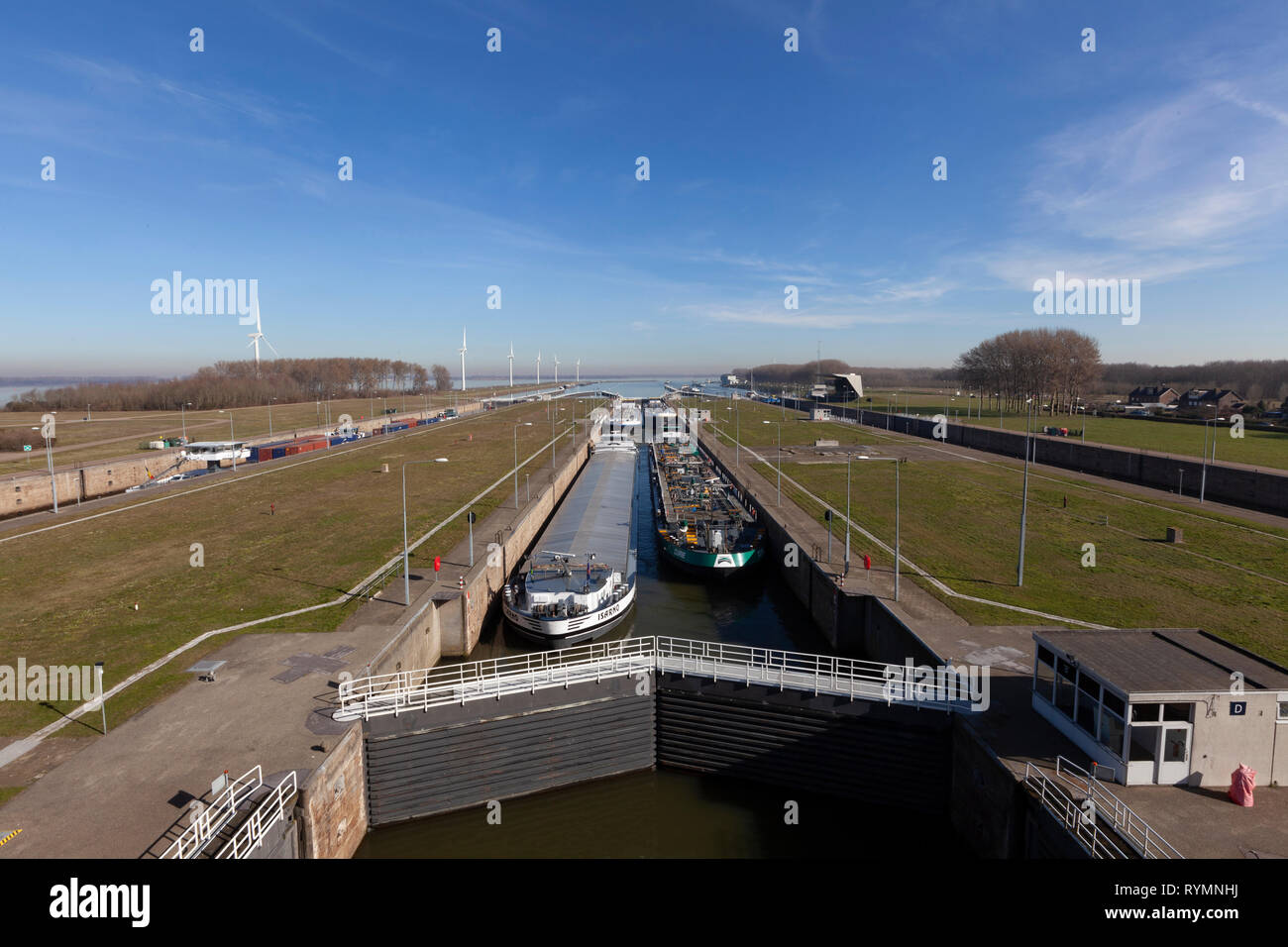 The Volkerak water locks, part of the Dutch Delta Works and the largest ...
