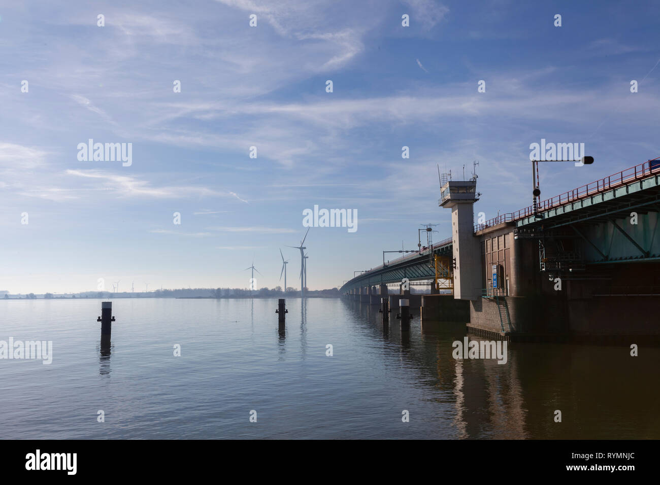 The haringvliet bridge in the netherlands. Part of the Dutch Delta ...