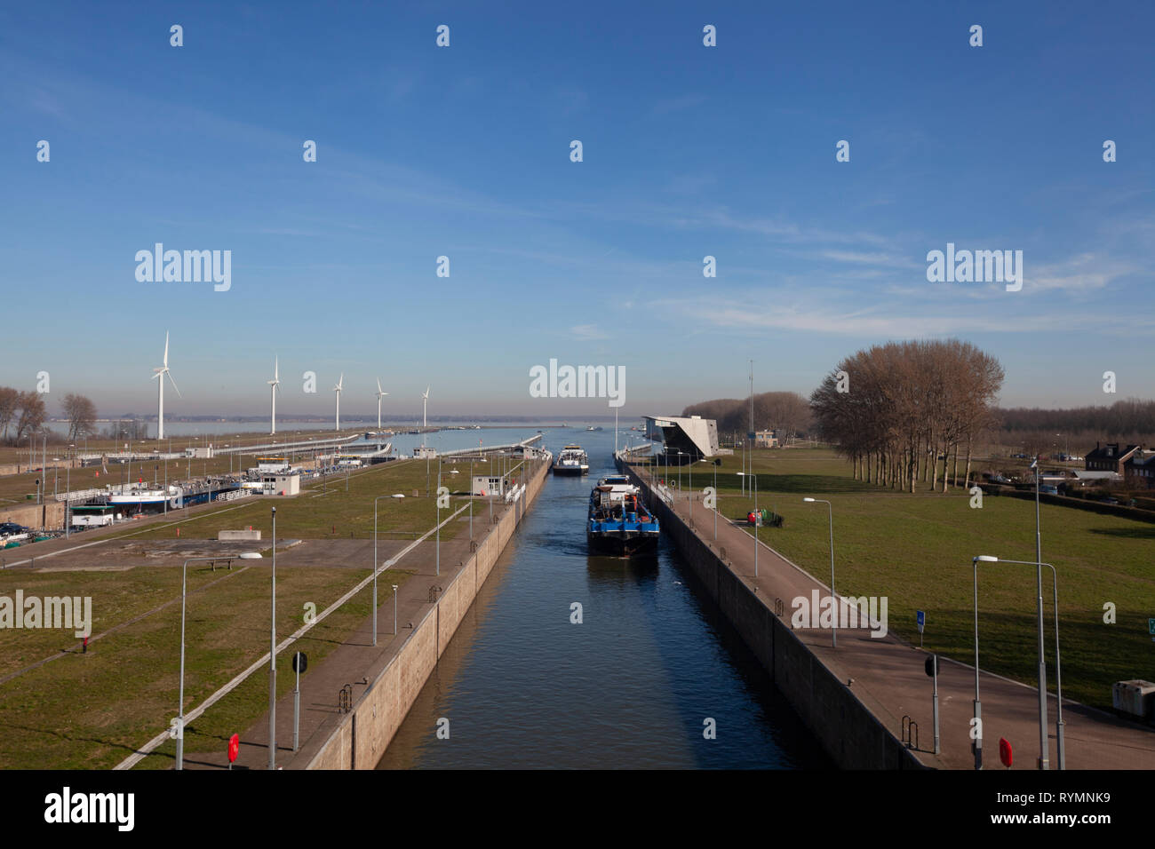 The Volkerak water locks, part of the Dutch Delta Works and the largest ...