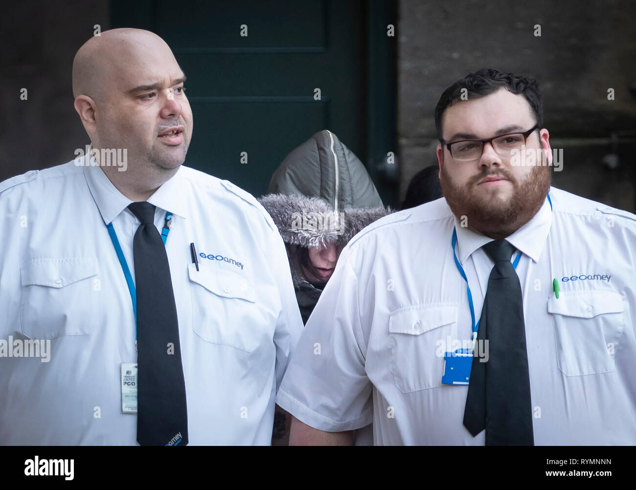 Two security guards escort Patricia Robertshaw, who pretended to have ...
