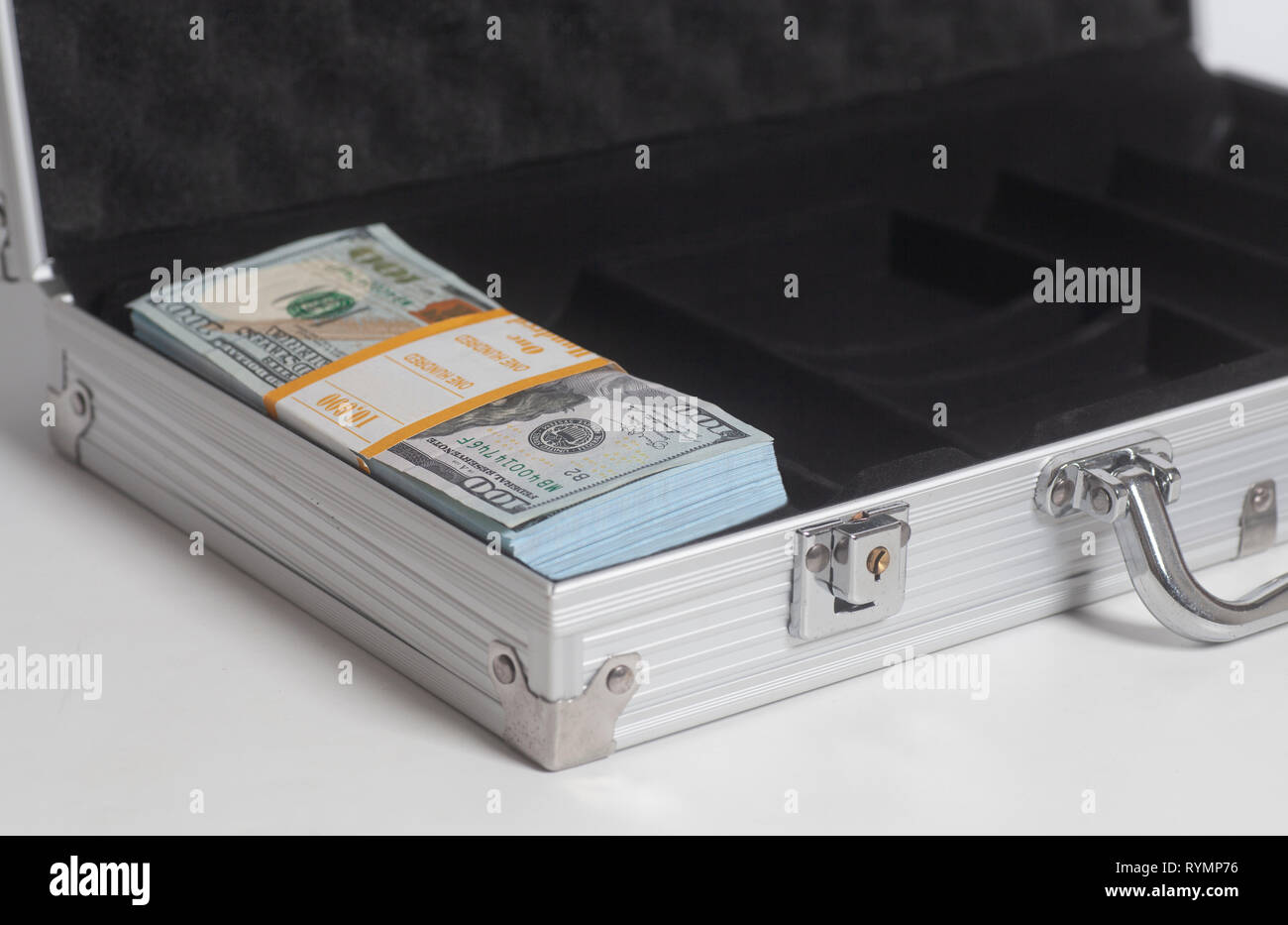 Briefcase full 100 dollar bills hi-res stock photography and images - Alamy
