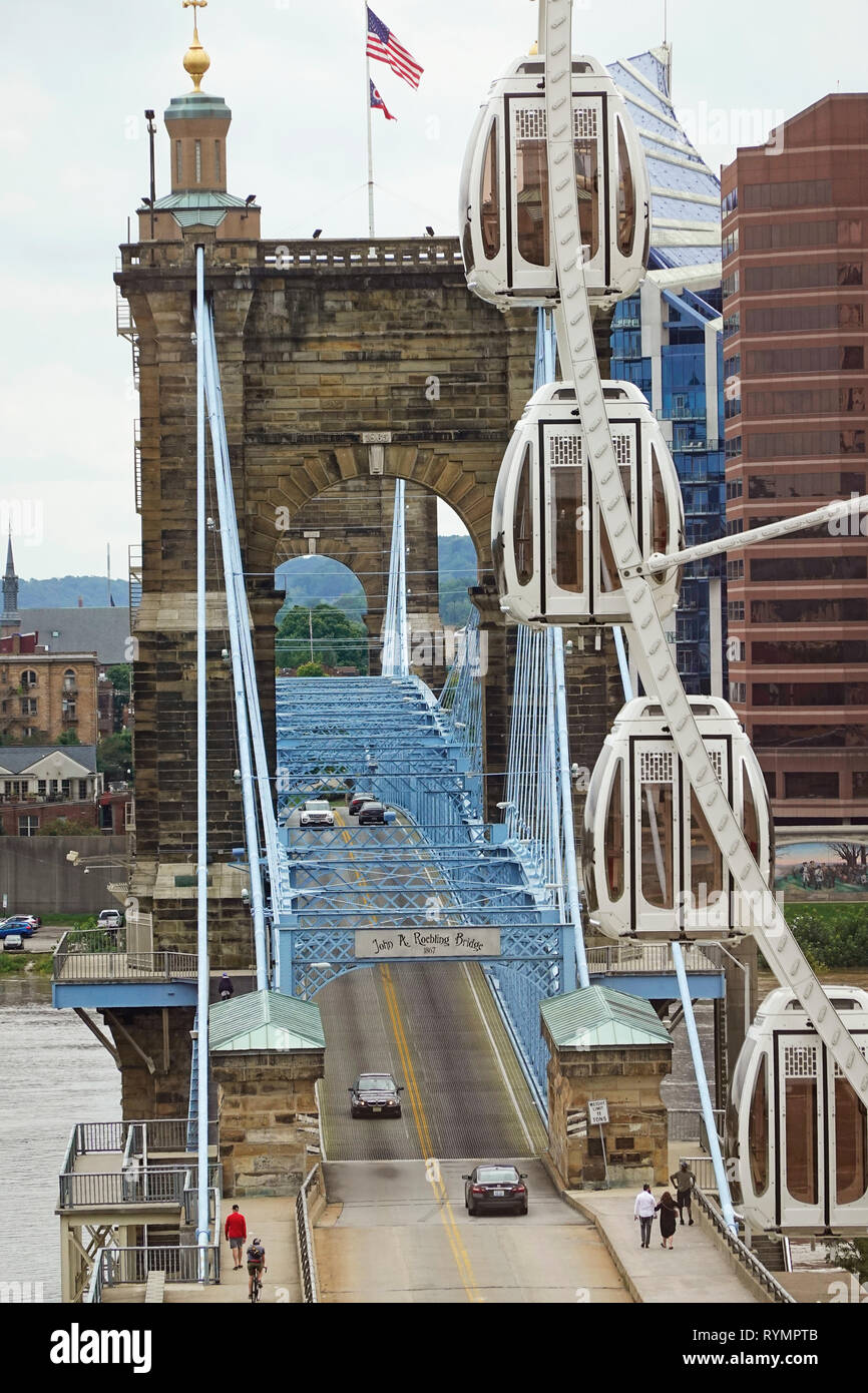 John A Roebling suspension bridge Cincinnati OH Stock Photo - Alamy