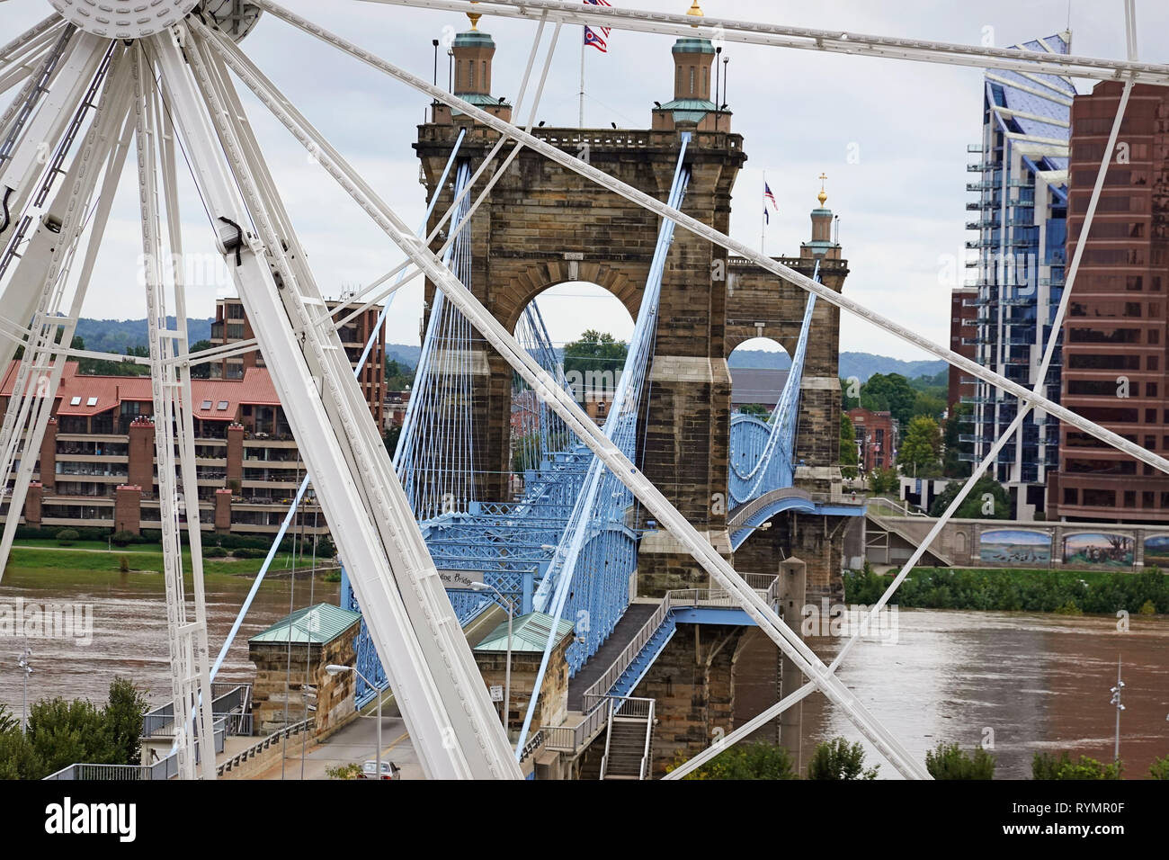 John A Roebling suspension bridge Cincinnati OH Stock Photo - Alamy