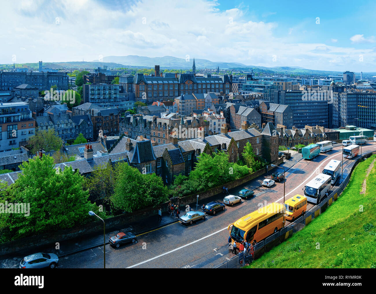 Old town cityscape from Edinburgh Castle of Scotland in the UK Stock ...
