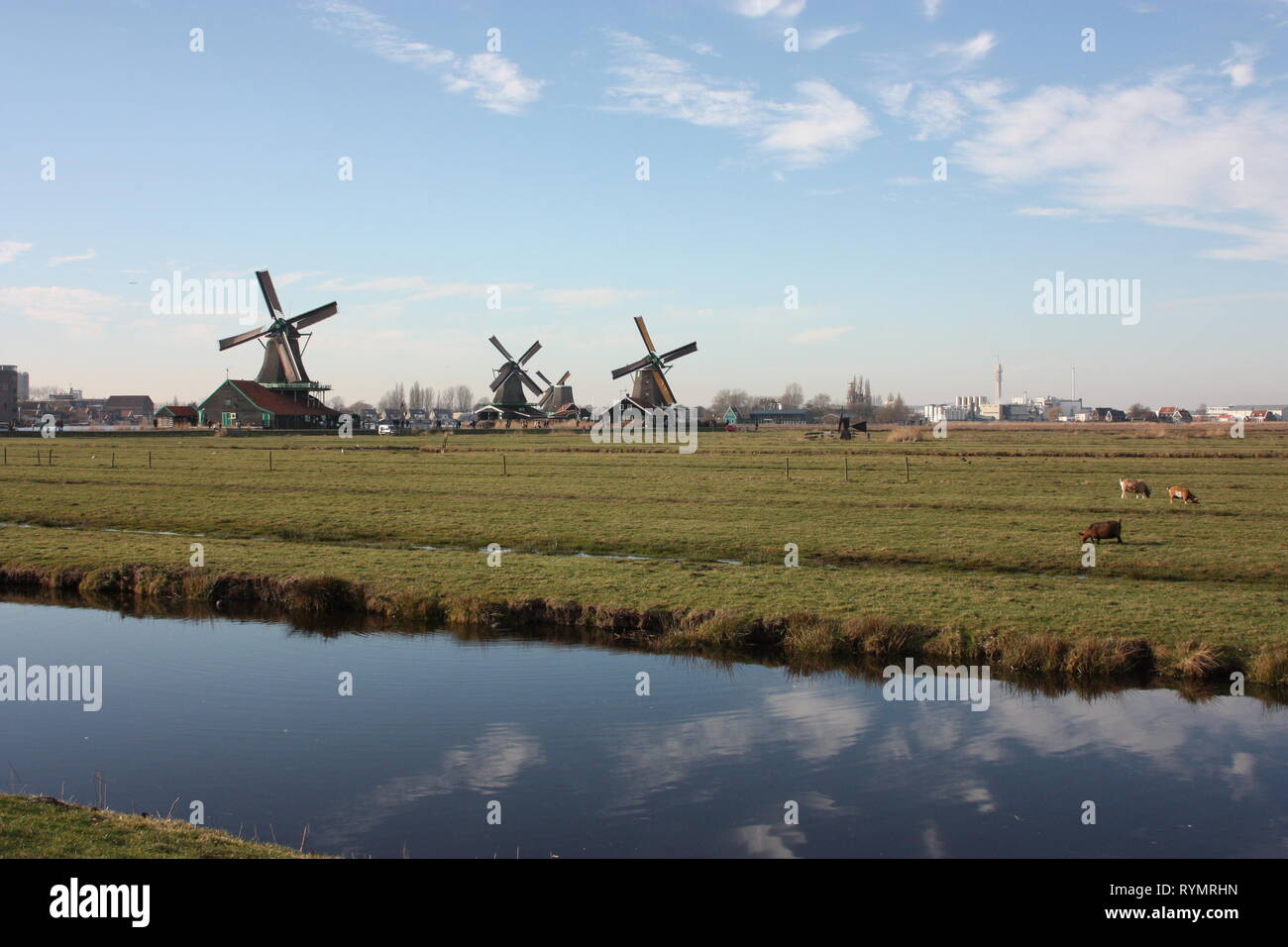 Dutch ancient windmill built from wood. typical structure of the ...