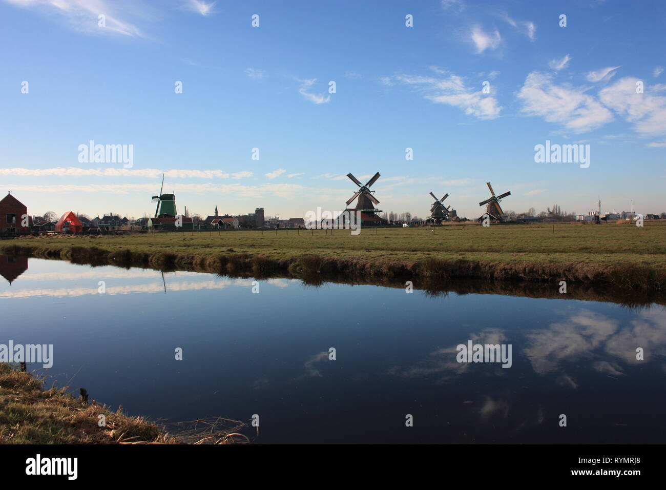 Dutch ancient windmill built from wood. typical structure of the ...