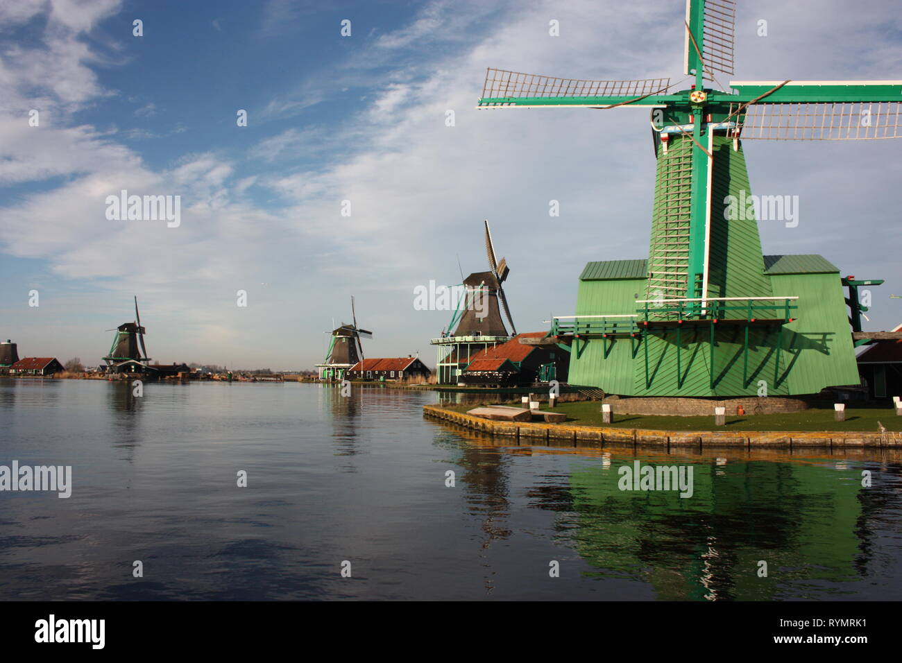 Dutch ancient windmill built from wood. typical structure of the ...