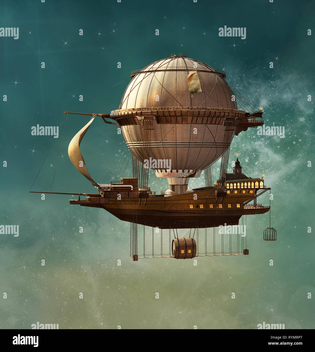 Steampunk hot air balloon Stock Photo - Alamy