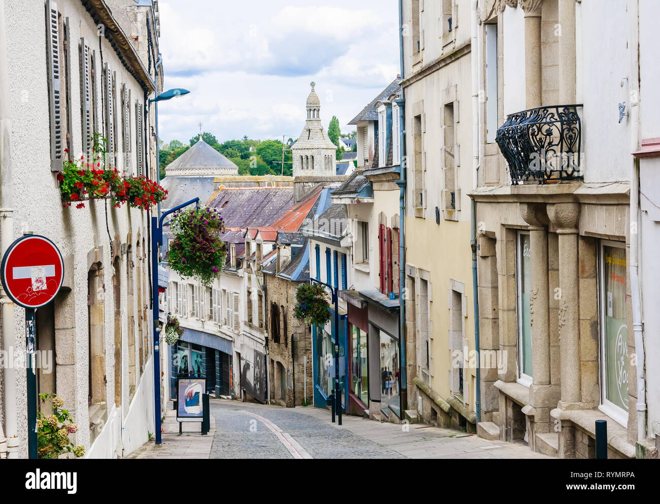 View of Quimperle (Kemperle), a historic town built around two rivers ...